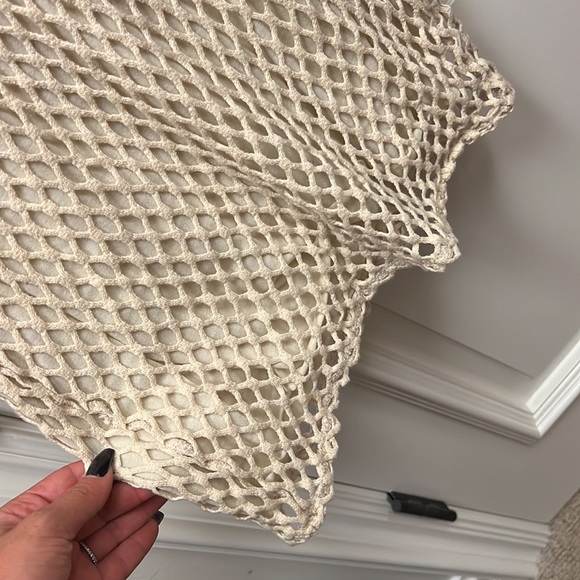 Zara | Dresses | Zara Fishnet Mesh Dress Mini Nude Beige Stretch ...